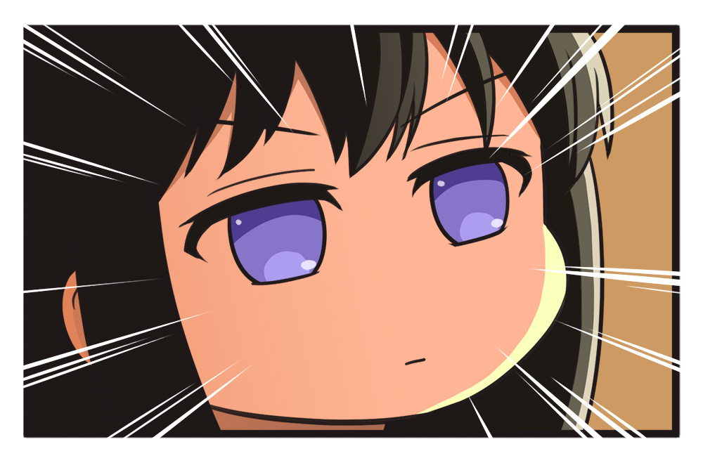 Safebooru - 1girl black hair blank eyes border chibi close-up closed ...