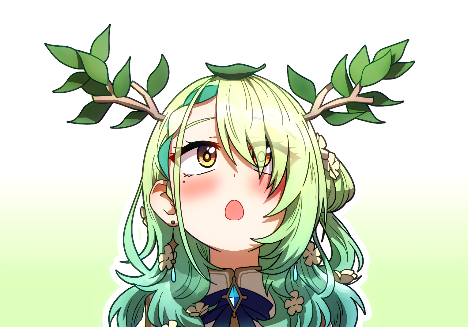 Safebooru - 1girl :o blush branch ceres fauna ceres fauna (1st costume) ddolbang earrings flower ...