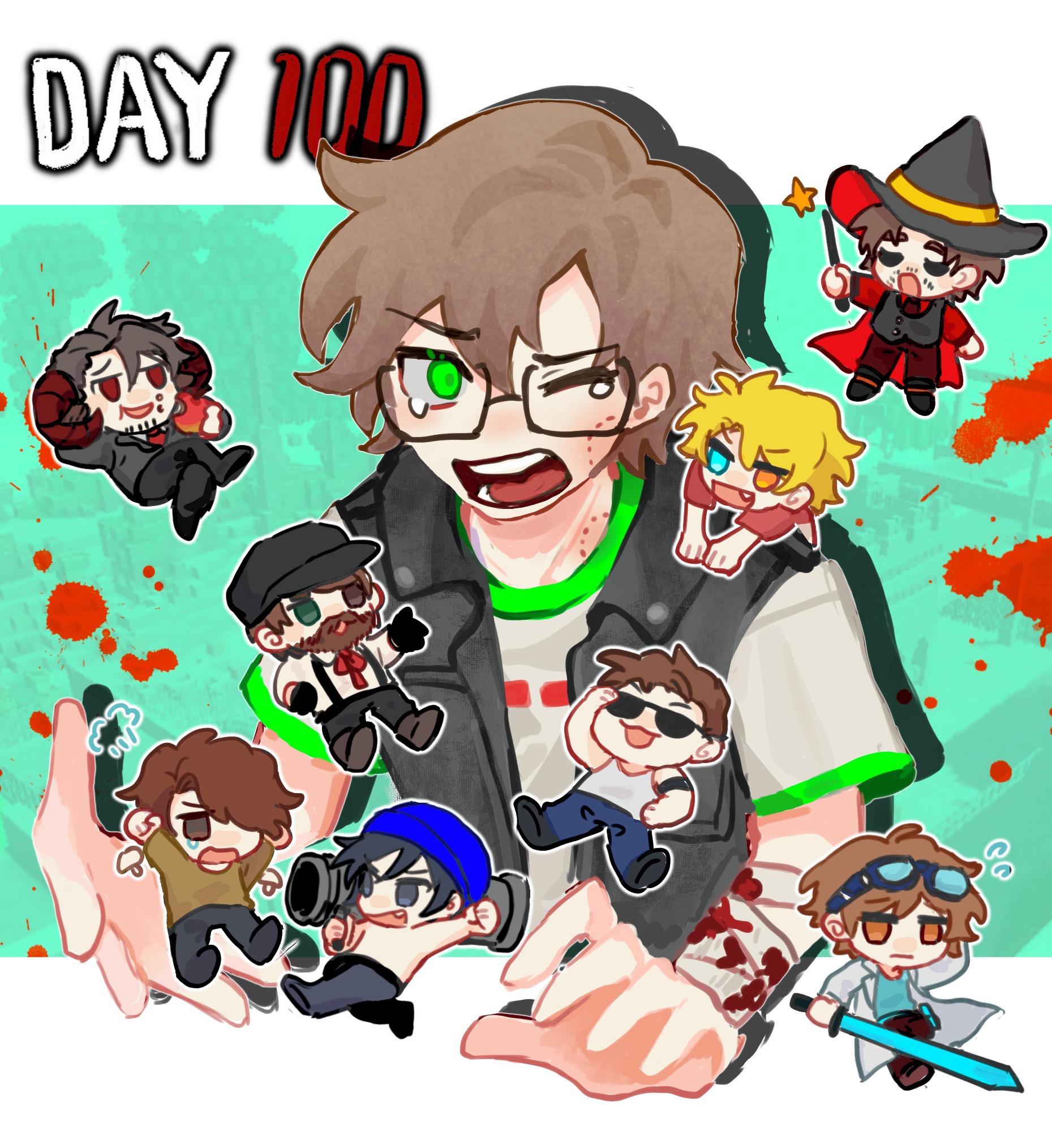 Safebooru - 6+boys bite mark bizly brown hair chibi chinese commentary ...