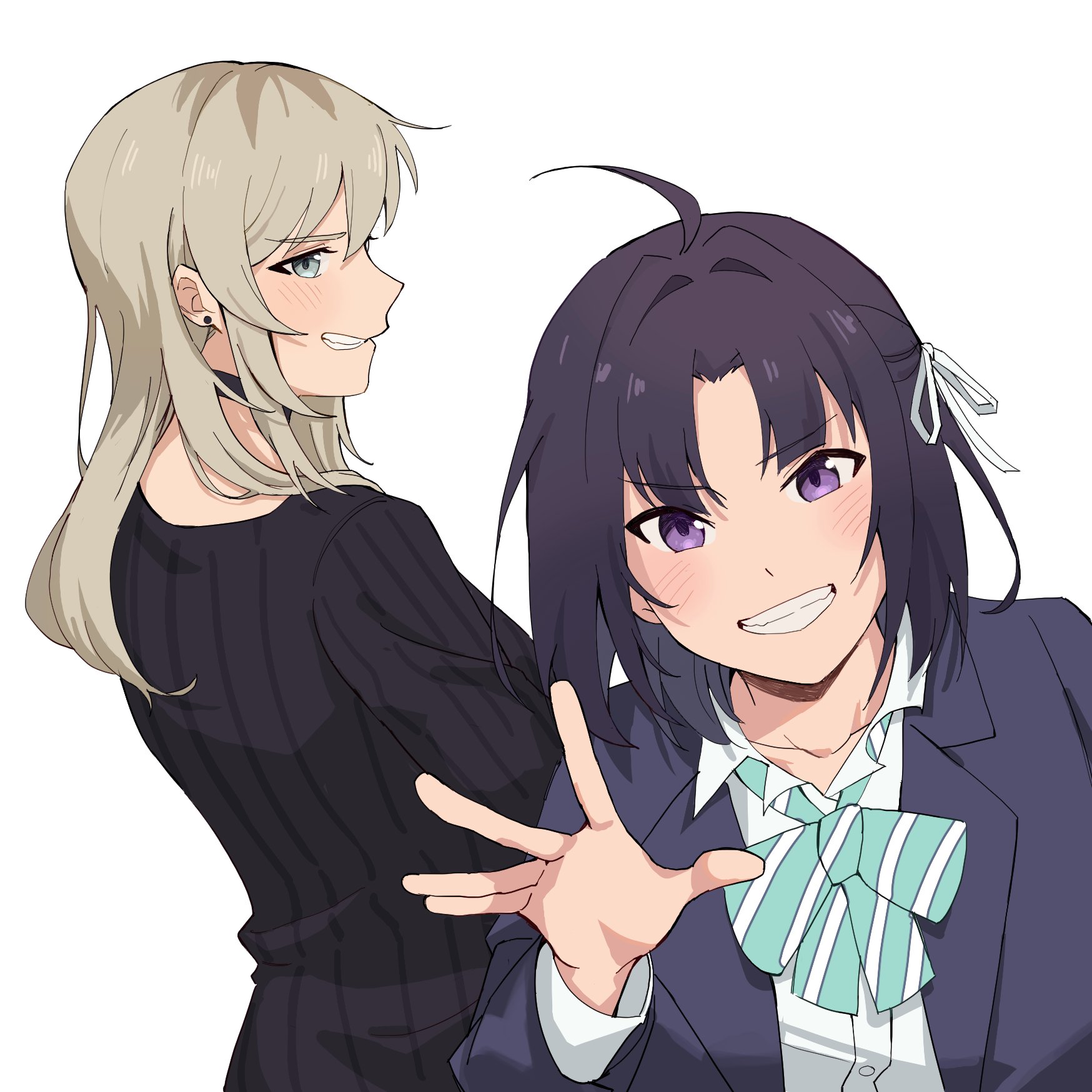 Safebooru - 2girls ahoge awa subaru black choker black hair black ...