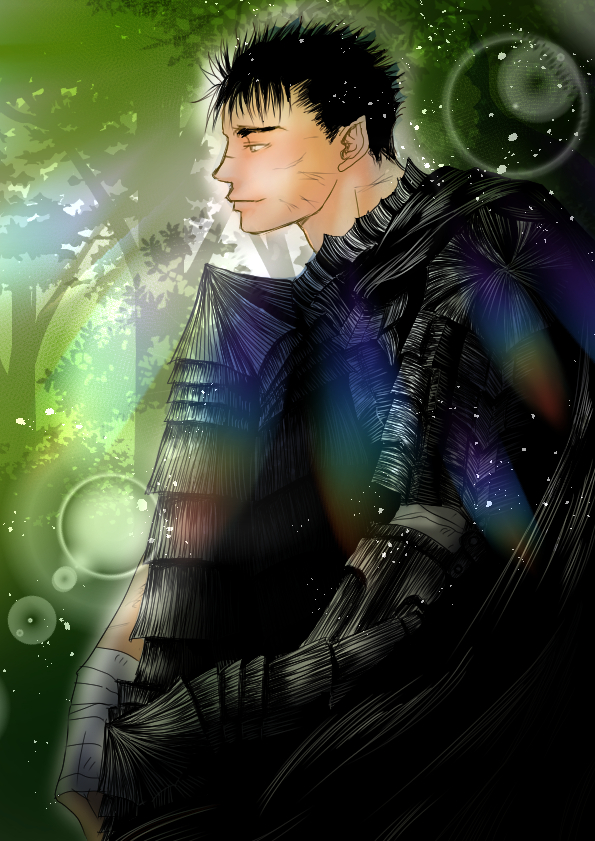 Safebooru - 1boy armor bandaged hand bandages berserk black hair closed mouth commentary request ...