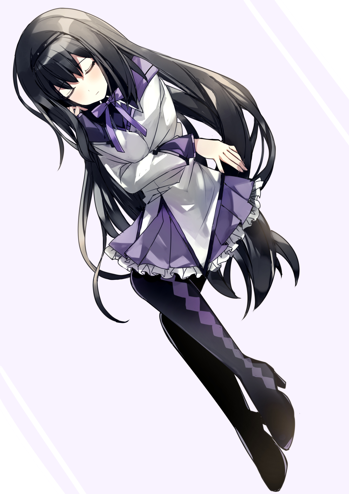 Safebooru - 1girl akemi homura akemi homura (magical girl) argyle clothes argyle legwear black ...
