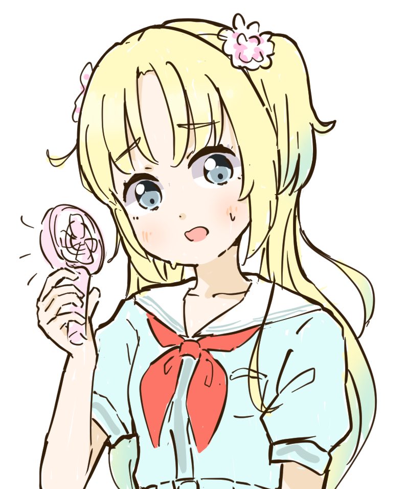 Safebooru - 1girl blonde hair blue dress blue eyes blue hair breast ...
