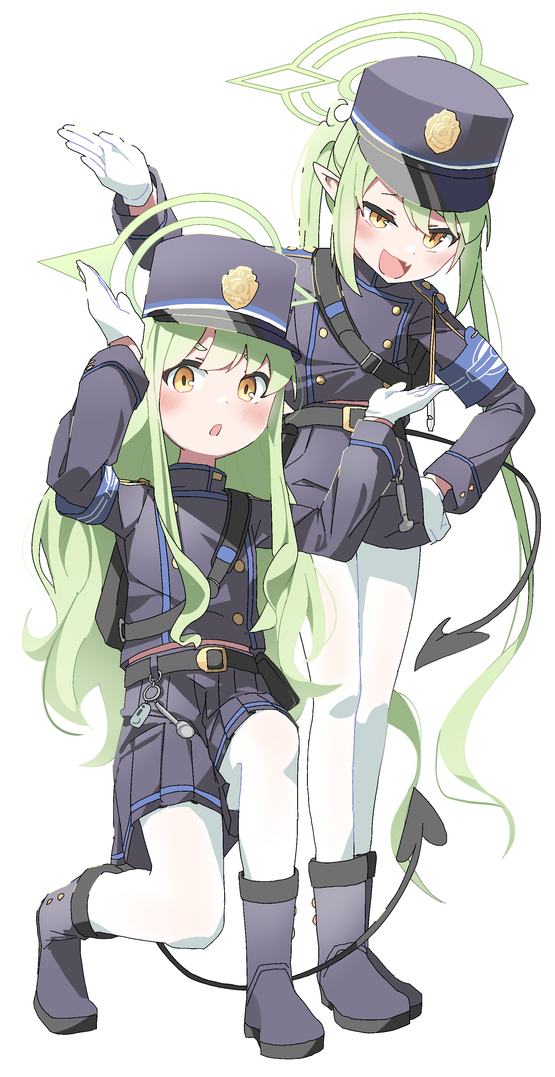 Safebooru - 2girls absurdres armband arms up bag belt belt buckle black bag black belt black ...