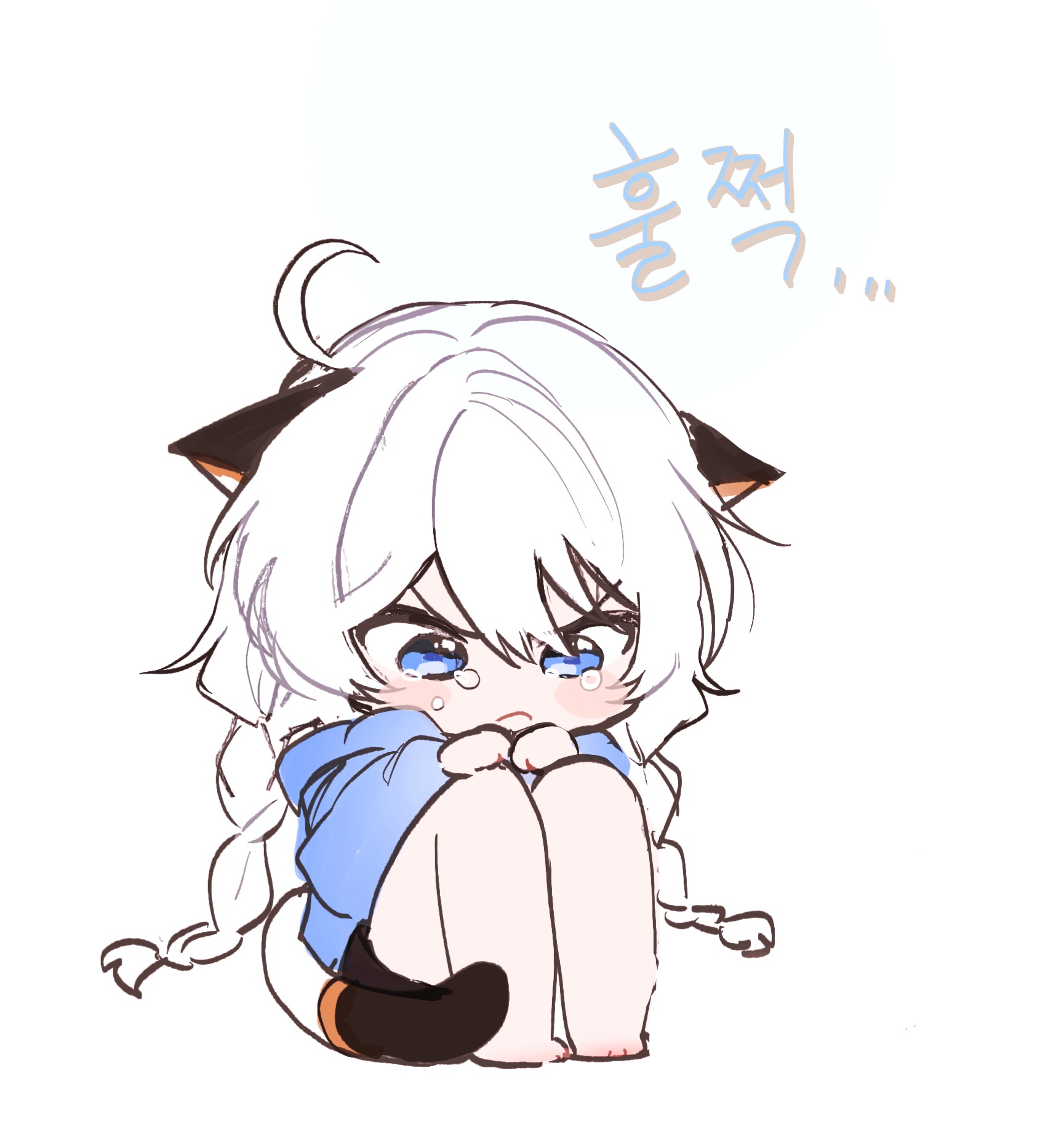 Safebooru - >:( 1girl 5rwpvc animal ears barefoot black shorts blue ...