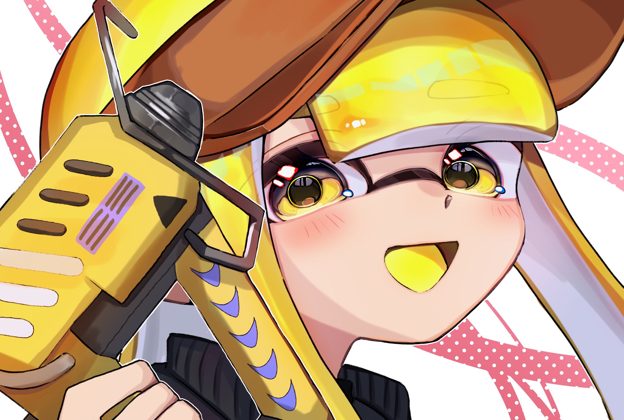 Safebooru - 1girl :d blonde hair close-up glooga dualies (splatoon ...