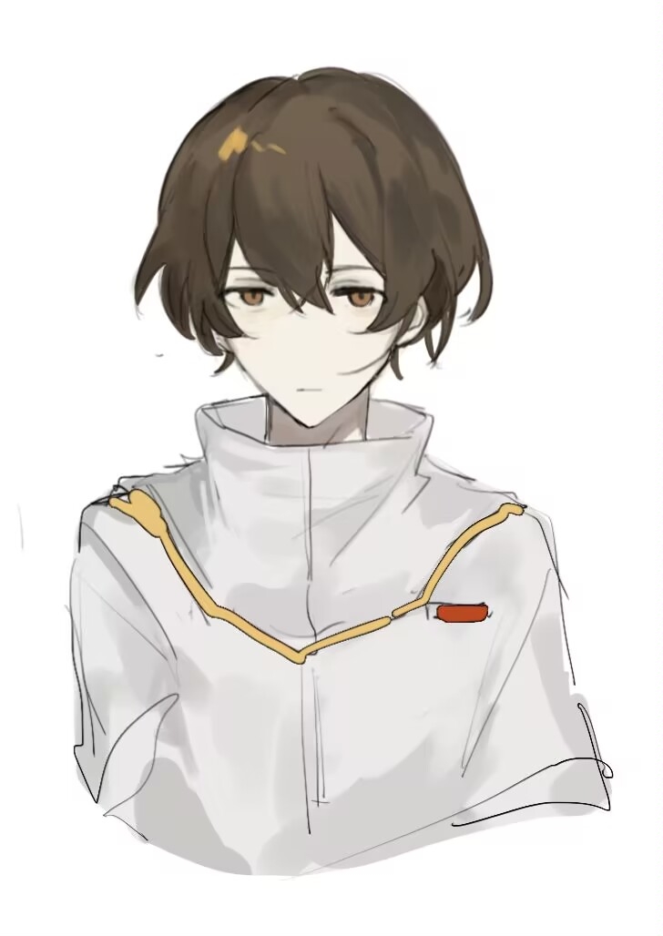 Safebooru - 1boy :| brown eyes brown hair chinese commentary closed ...