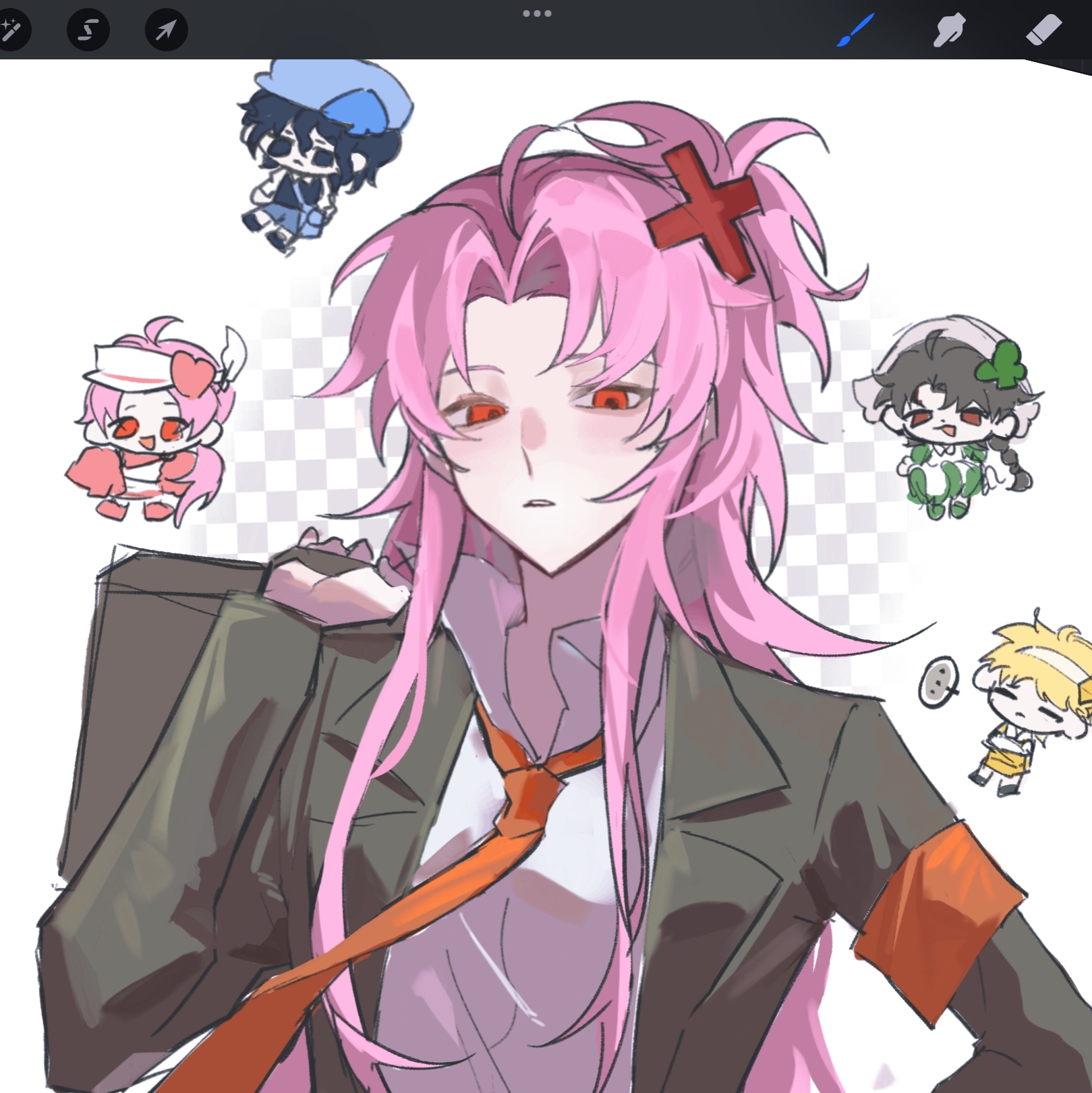 Safebooru - ... 5boys ahoge alternate costume amulet clover amulet ...