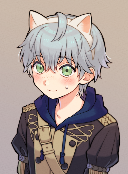 Safebooru - 1boy animal ear hairband animal ears arms at sides ashe ubert blush cat ears ...