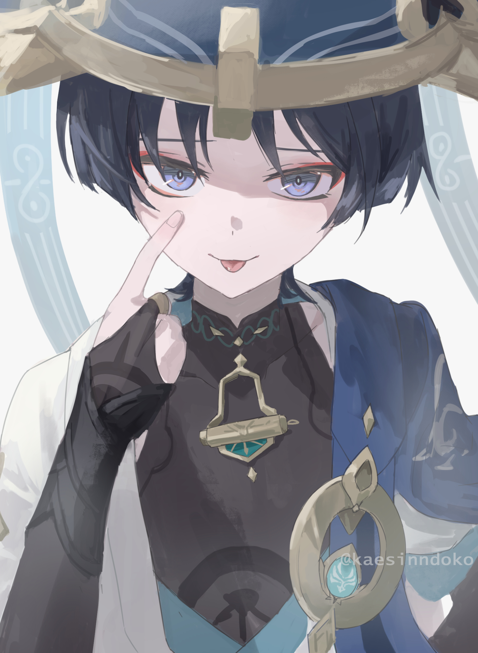 Safebooru - 1boy :p armor black bodysuit black hair blue cape blunt ends bodysuit bridal ...