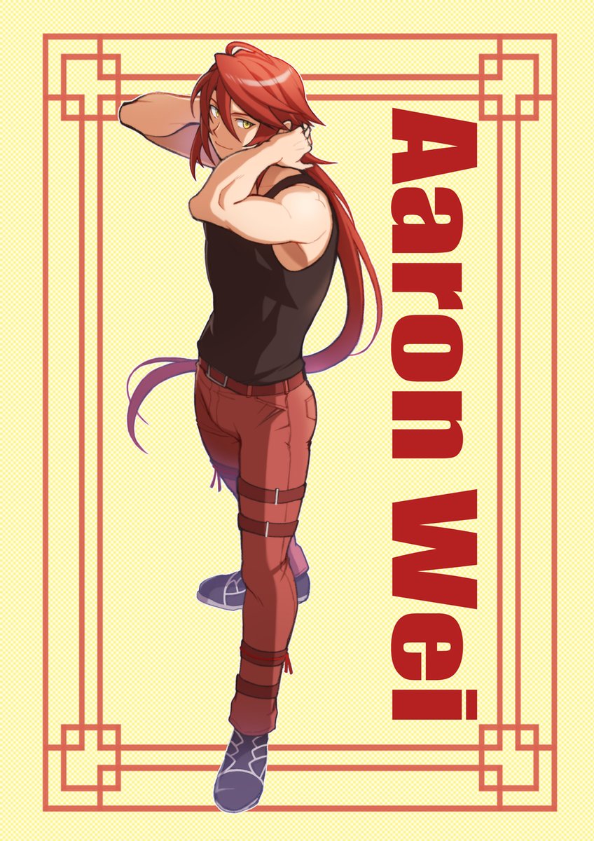 Safebooru - 1boy aaron wei ashibe-kaoru belt black tank top border ...