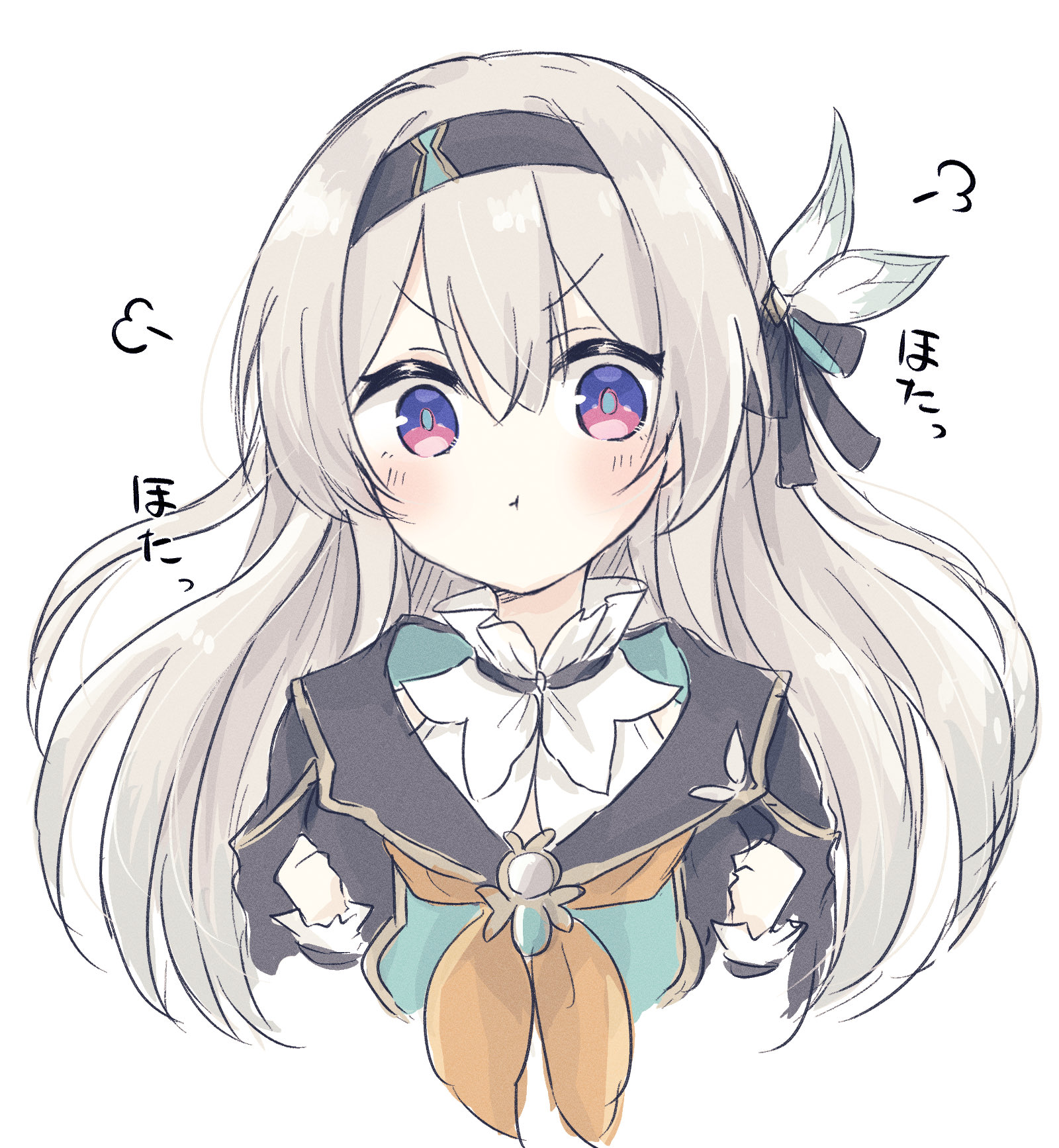 Safebooru - 1girl :t black hairband black jacket black ribbon blue eyes blue pupils blush closed ...