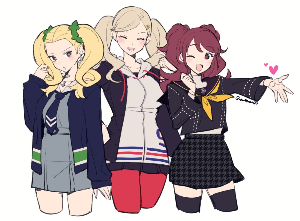 Safebooru - 3girls ;d ayase yuka black jacket black sailor collar black ...
