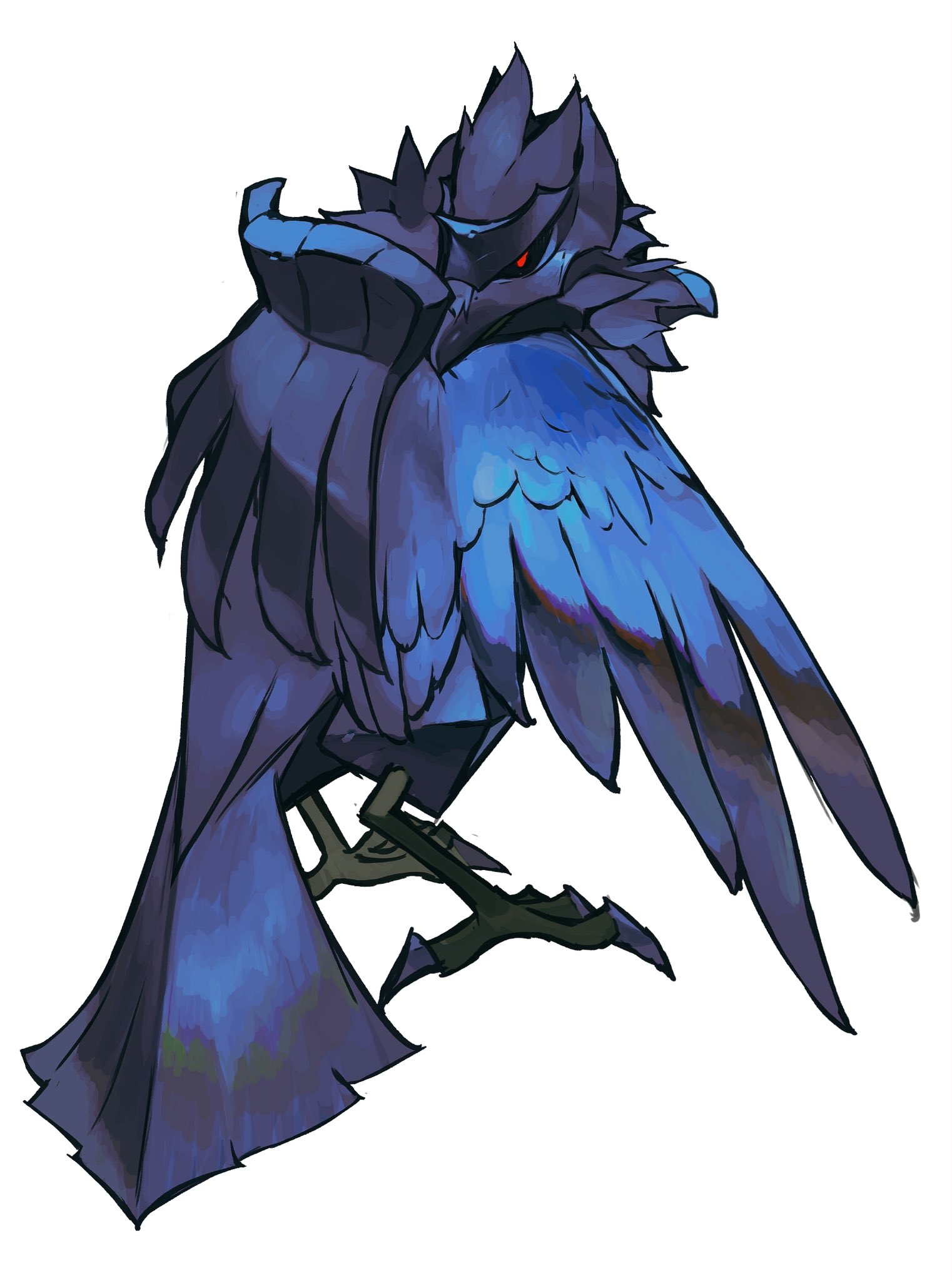 Safebooru - animal focus aqeecit beak bird blue feathers corviknight ...