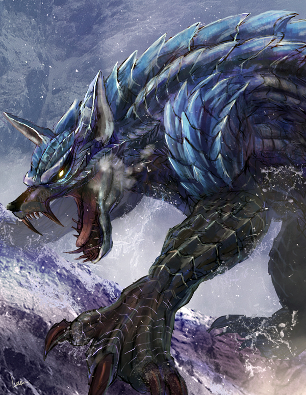 Safebooru - animal ears bearluxe blue scales capcom chin spike clawed ...