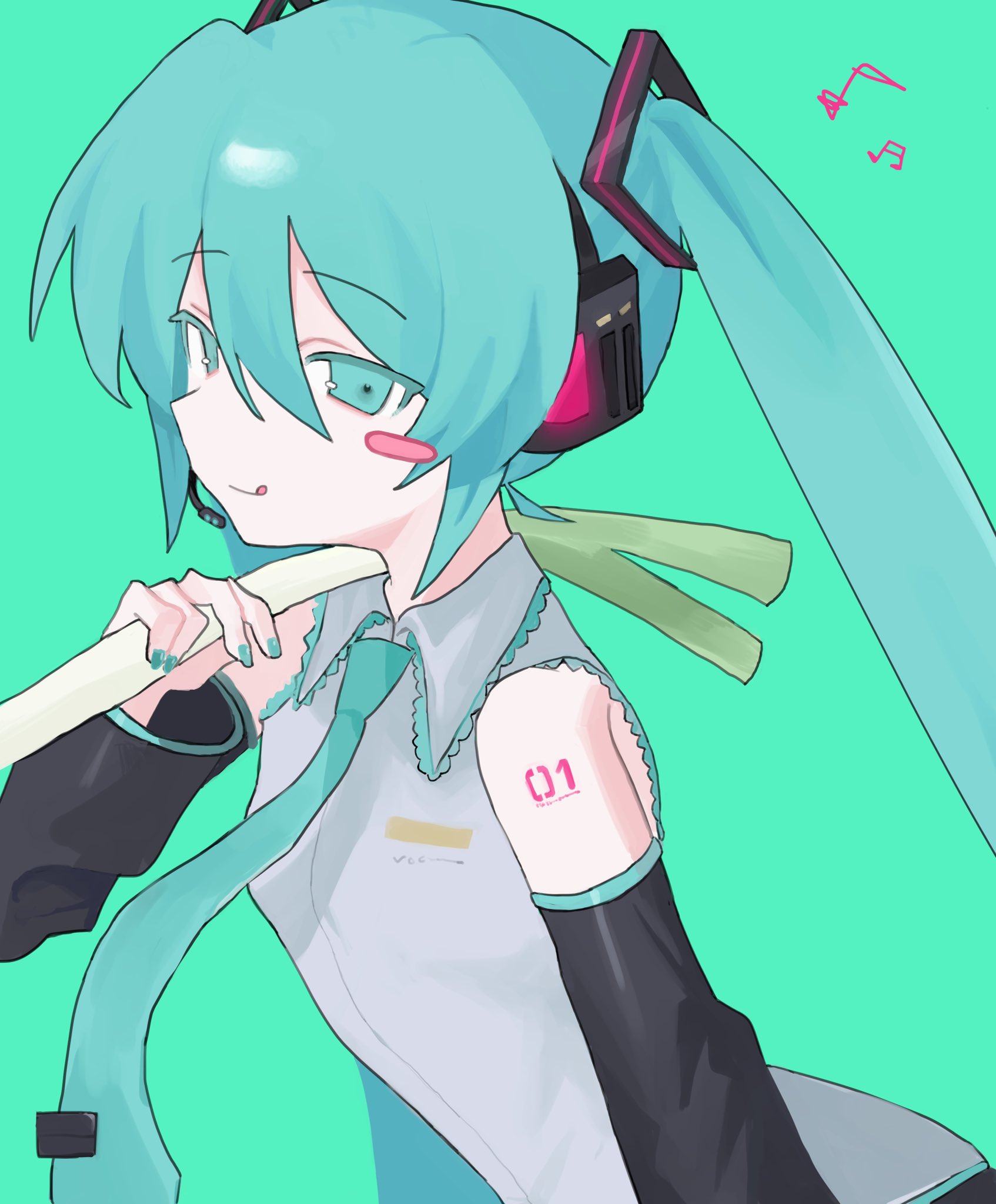 Safebooru - 1girl :q aqua background aqua eyes aqua hair aqua nails aqua necktie aqua theme ...