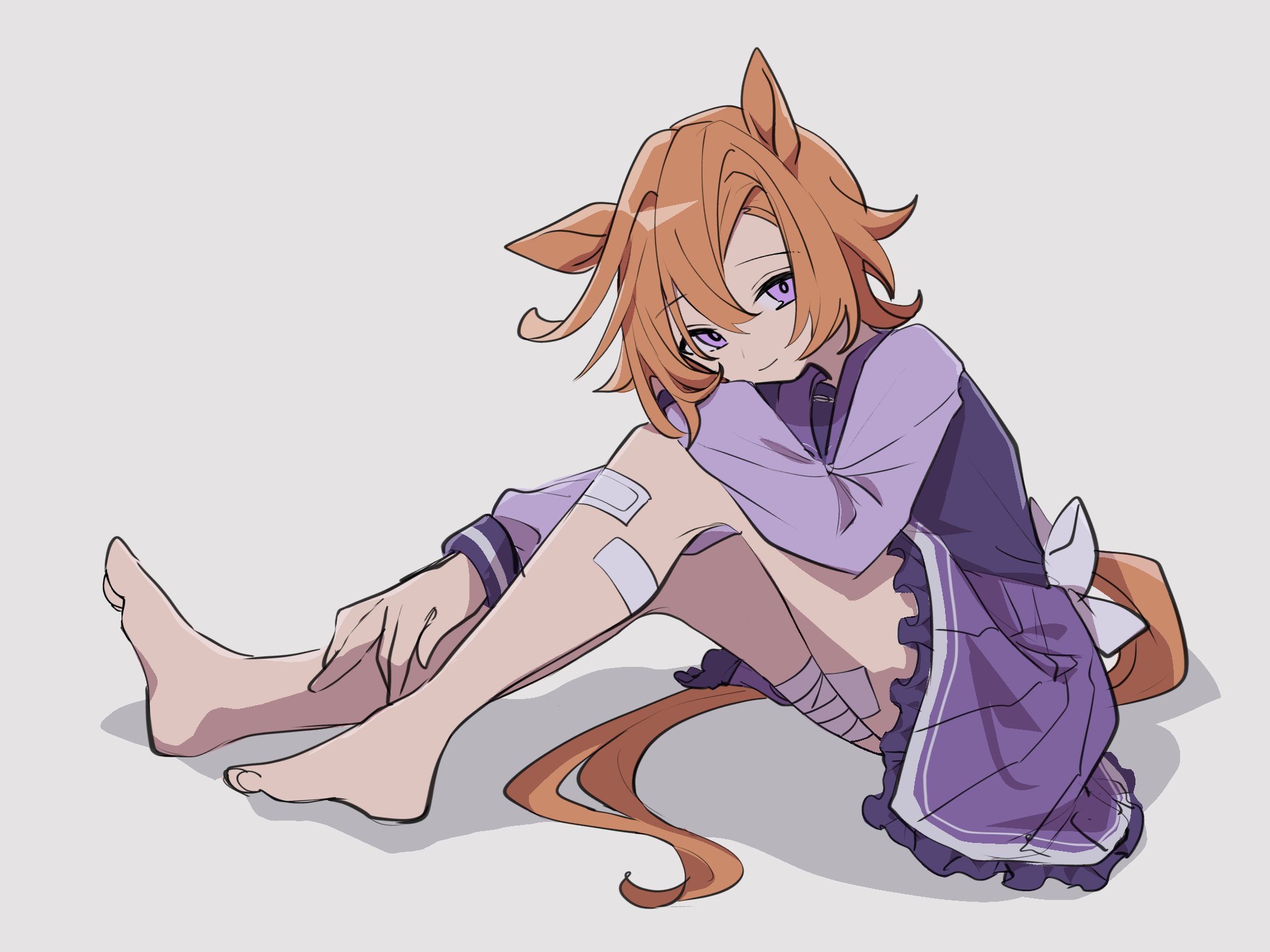 Safebooru - 1girl amano (amano miko) animal ears bandaged leg bandages bandaid bandaid on leg ...