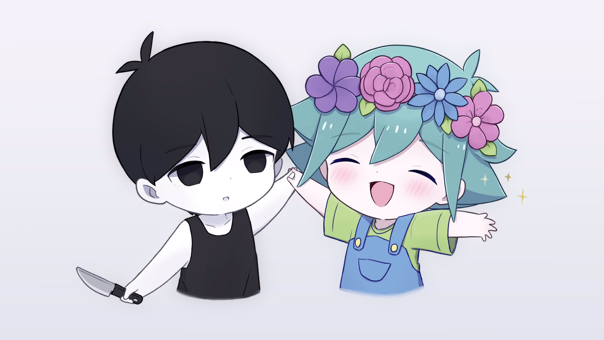 Safebooru - 2boys antenna hair arm up basil (headspace) (omori) basil ...