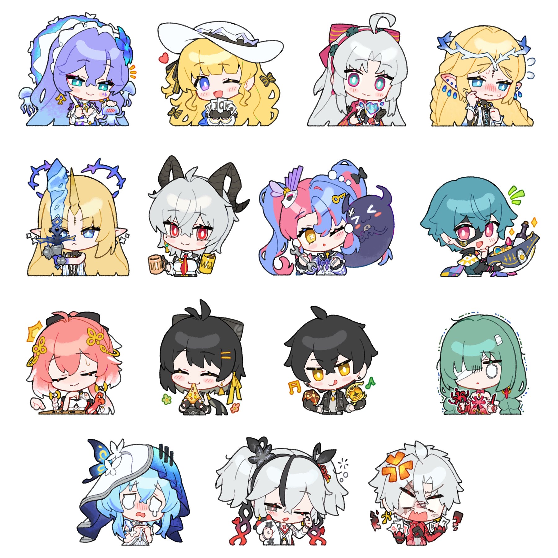 Safebooru - 3boys 6+girls :q ahoge anger vein bandage over one eye ...