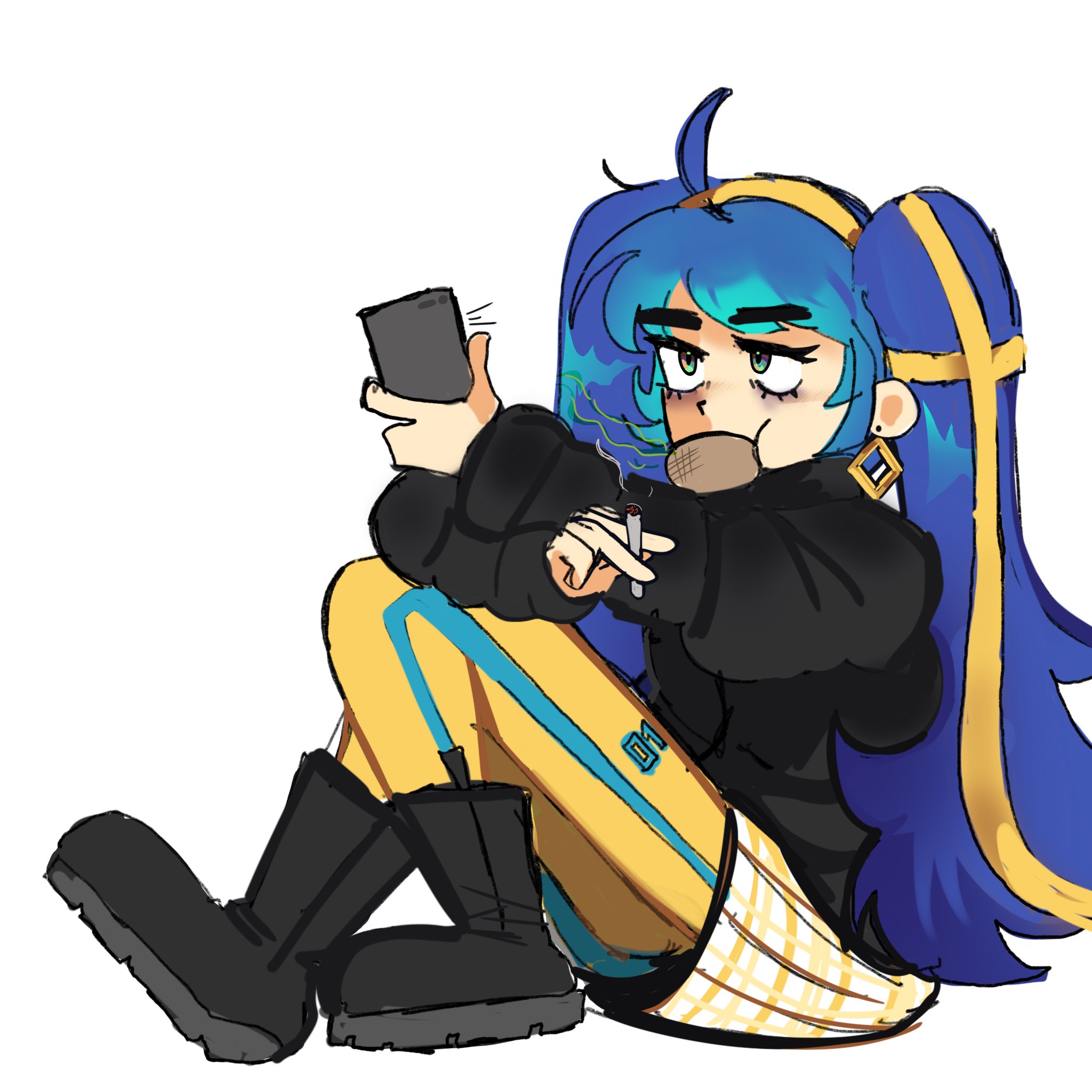 Safebooru - 1girl ahoge aqua eyes aqua trim arm rest bags under eyes batshatcrazy (stunseedhob ...