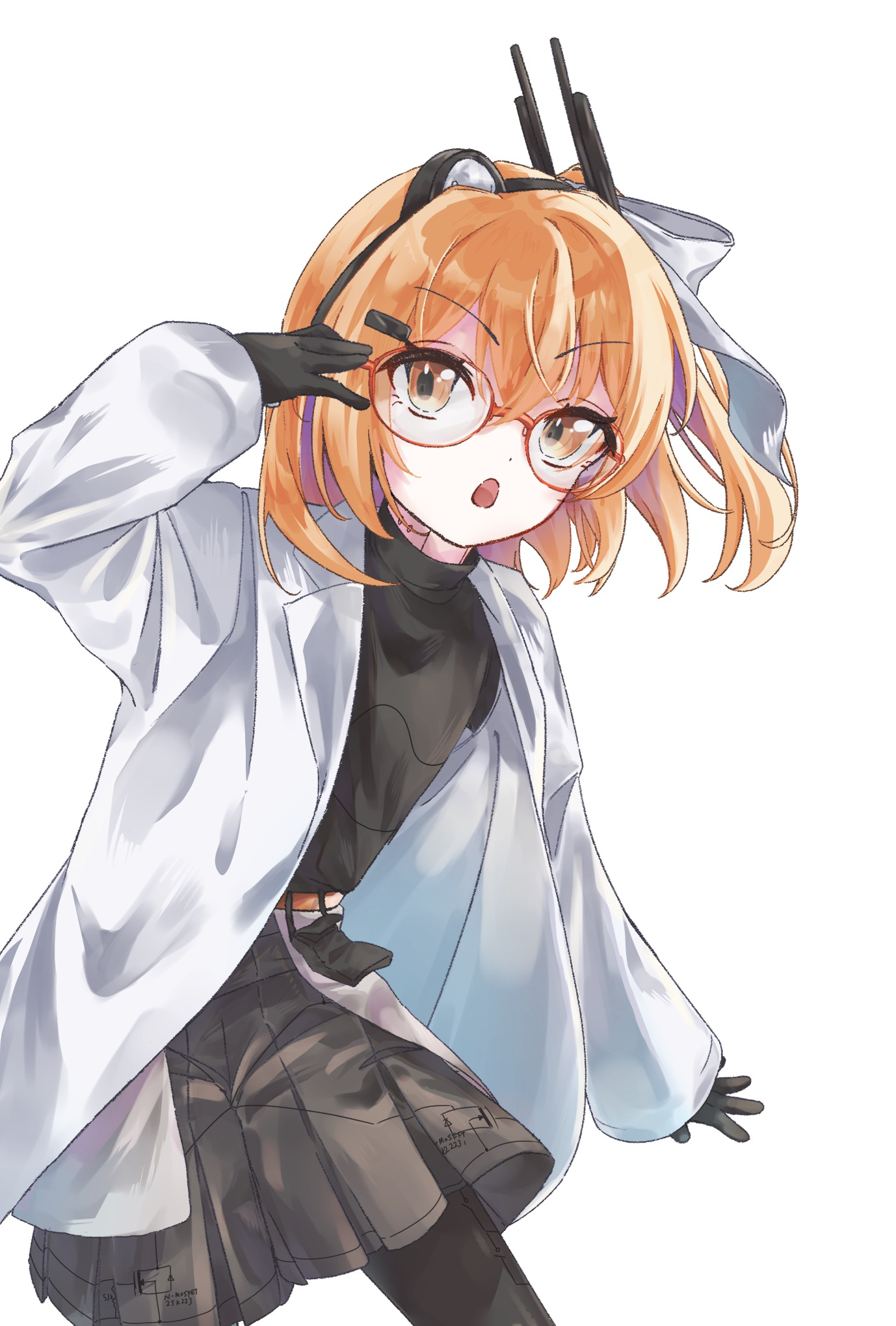Safebooru - 1girl a.i. voice adachi rei adjusting eyewear belt pouch bespectacled black gloves ...