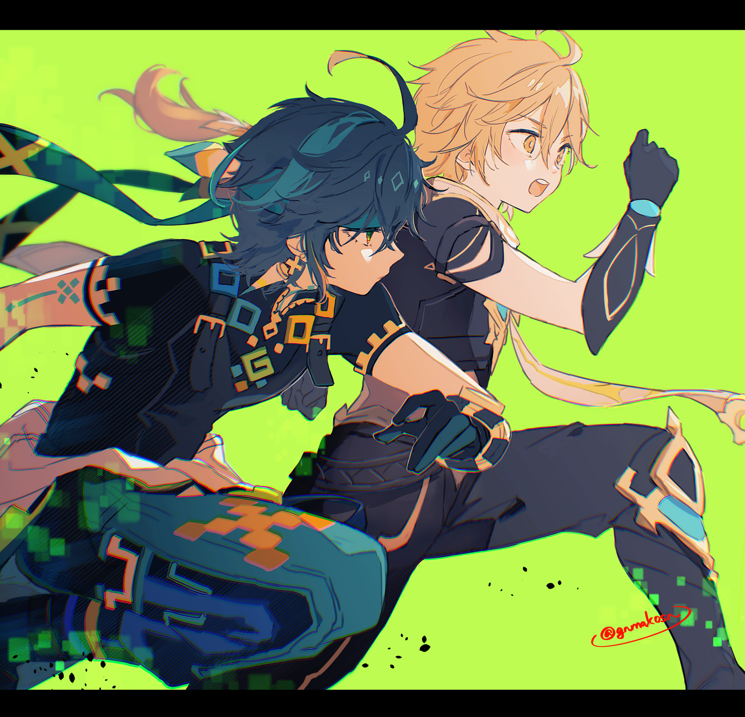 Safebooru - 2boys aether (genshin impact) ahoge apron arm armor artist ...