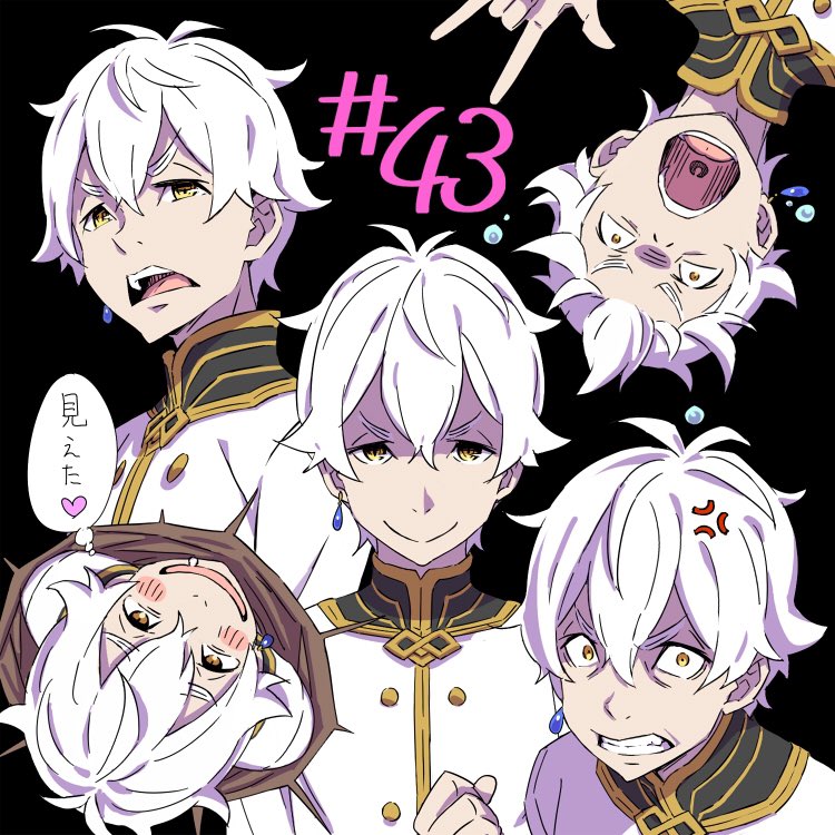 Safebooru - 1boy anger vein angry black background blush closed mouth ...