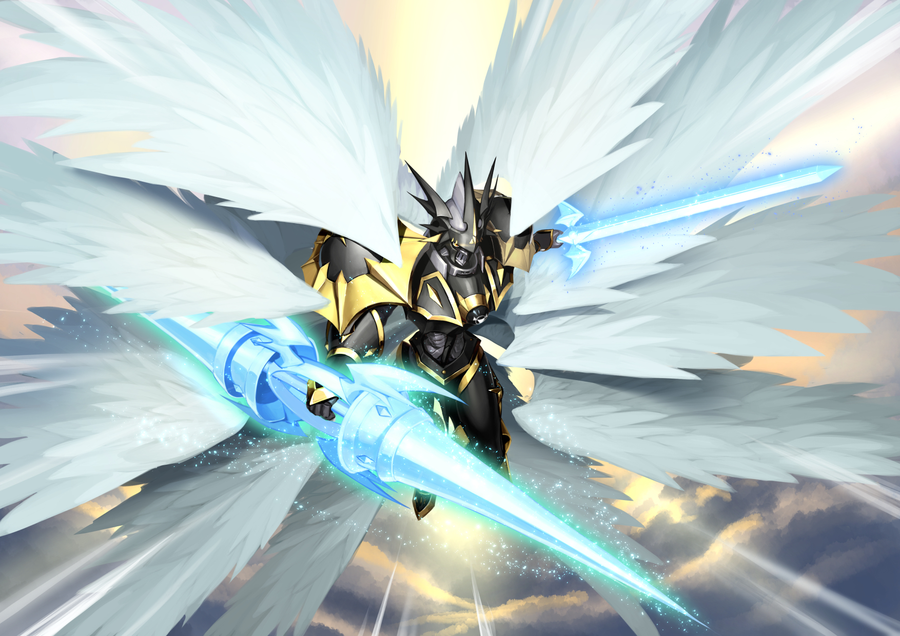 Safebooru - 1other alternate color armor asymmetrical dual wielding ...