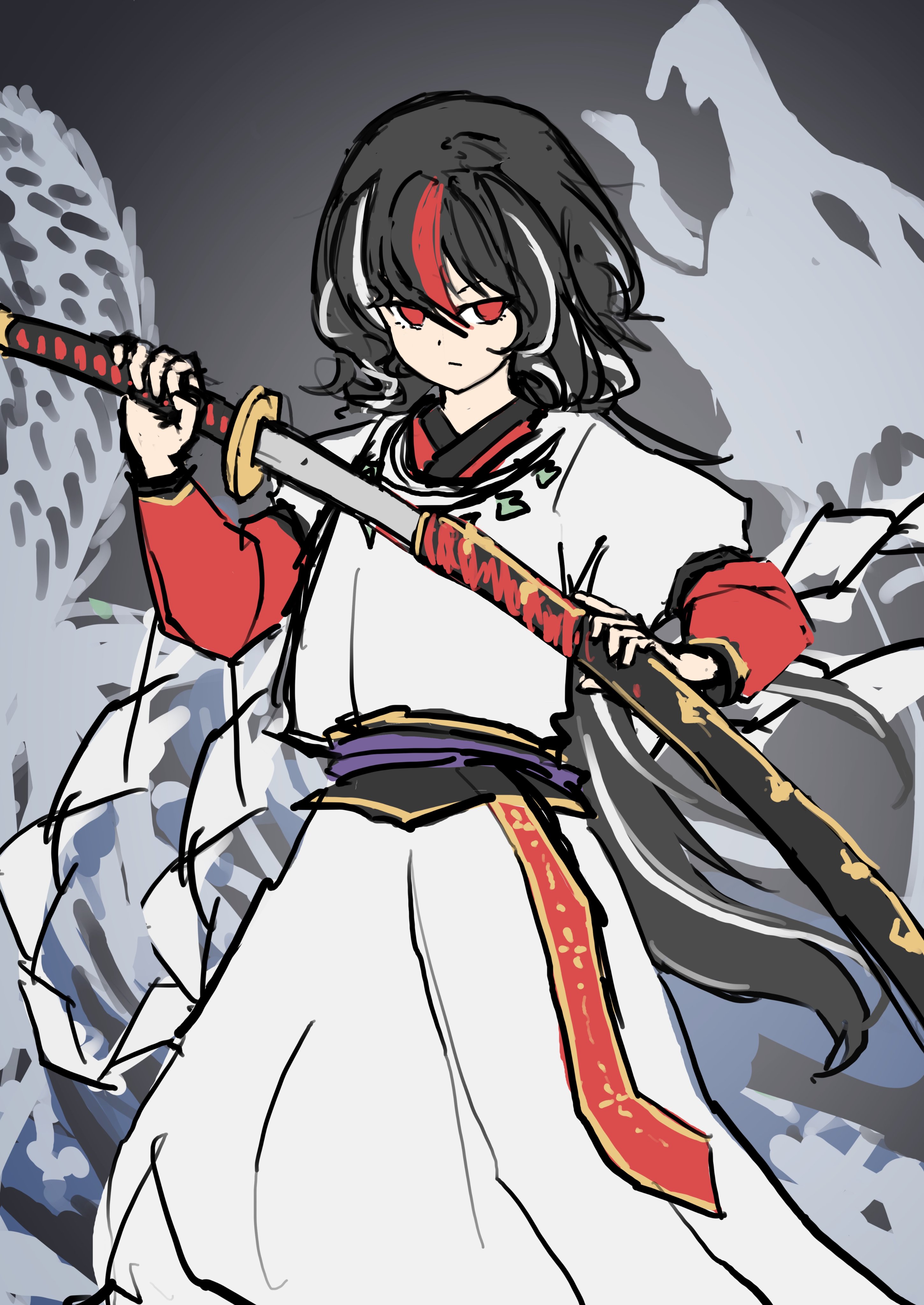 Safebooru - 1girl absurdres allcy49 alternate costume black background black hair closed mouth ...