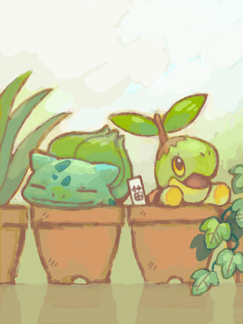 Safebooru - bulbasaur closed mouth commentary d&p flower pot gradient ...