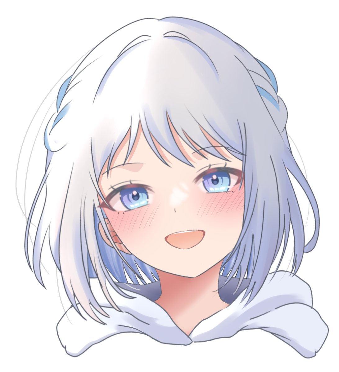 Safebooru - 1girl :d blue eyes blue ribbon blush commentary cropped shoulders gakuen idolmaster ...