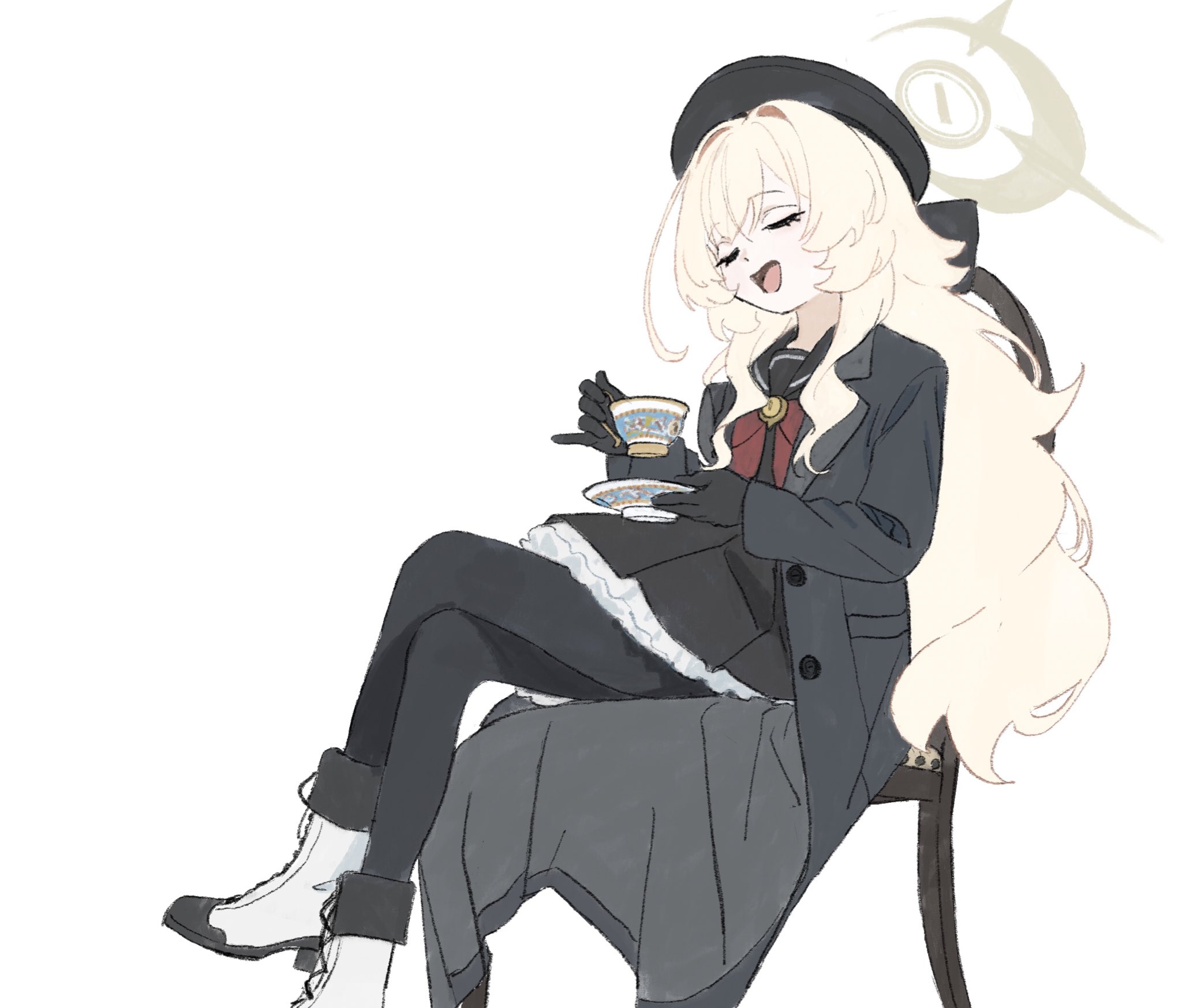 Safebooru - 1girl black coat black gloves black hat black pantyhose blonde hair blue archive ...