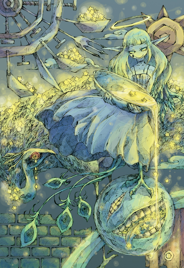 Safebooru - face paint facepaint ferris wheel halo kuuneru original ...