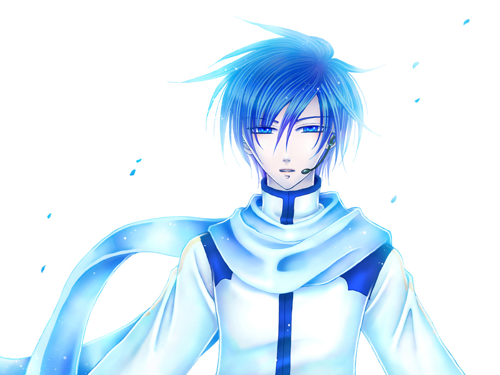 Safebooru - blue eyes blue hair kaito scarf vocaloid white | 466248