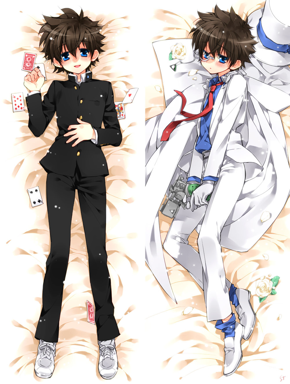 Safebooru - blue eyes blush brown hair card cards dakimakura detective ...