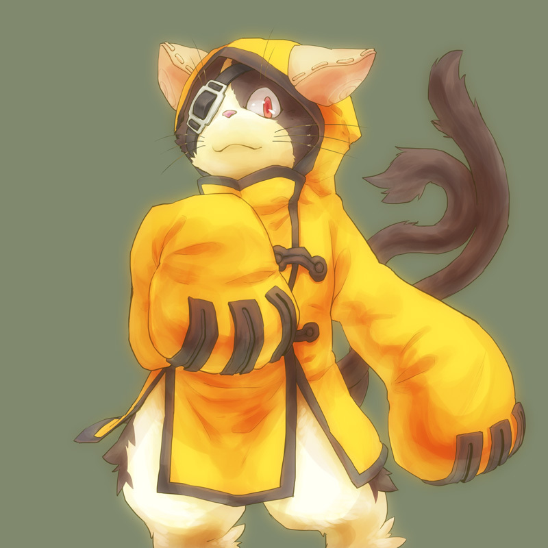 Safebooru - blazblue cat eyepatch grey background jubei (blazblue) male ...