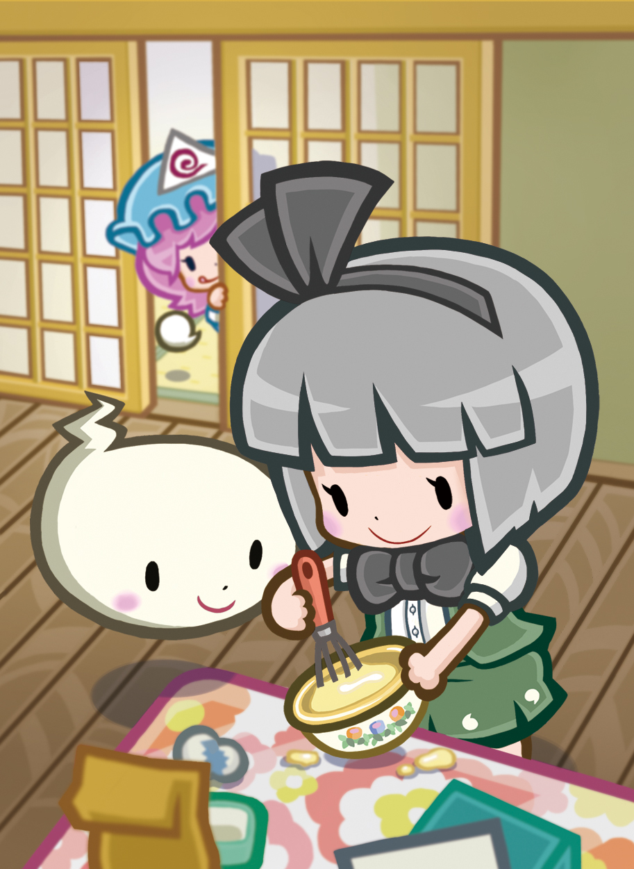 Safebooru - chibi chikuwabu cooking ghost hairband highres konpaku ...