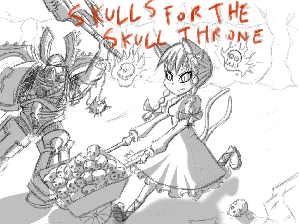 Safebooru - fire kaenbyou rin kharn khorne skull space marine touhou ...