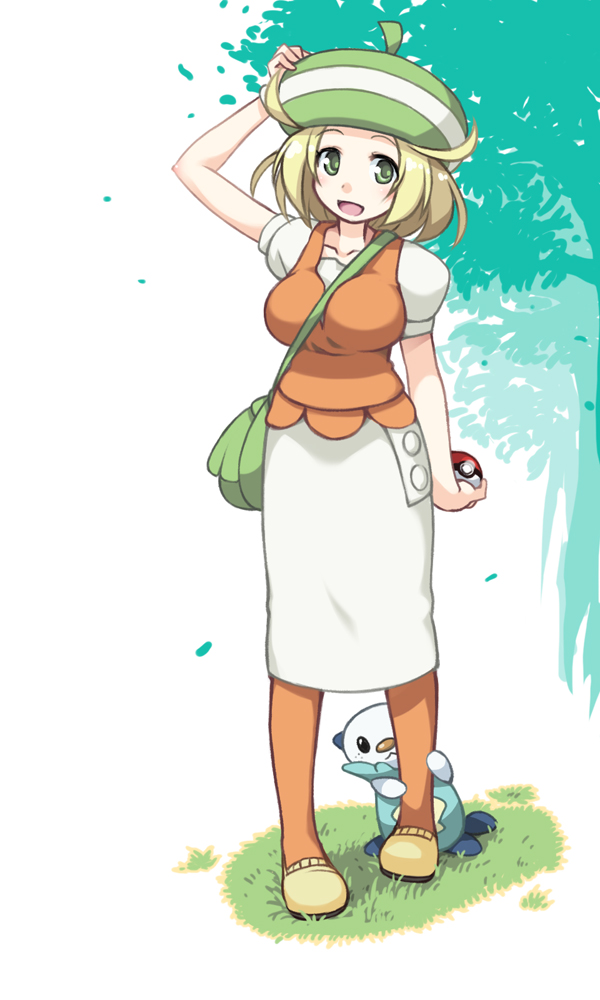 Safebooru - bel (pokemon) bell (pokemon) blonde hair green eyes hand on ...