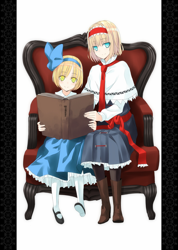Safebooru - alice margatroid alice margatroid (pc-98) armchair black legwear blonde hair blue ...