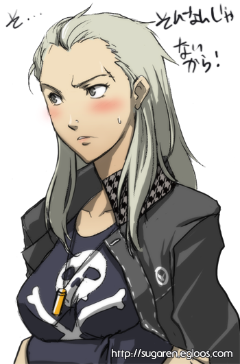 Safebooru - blush crossed arms genderswap jacket jewelry jolly roger ...