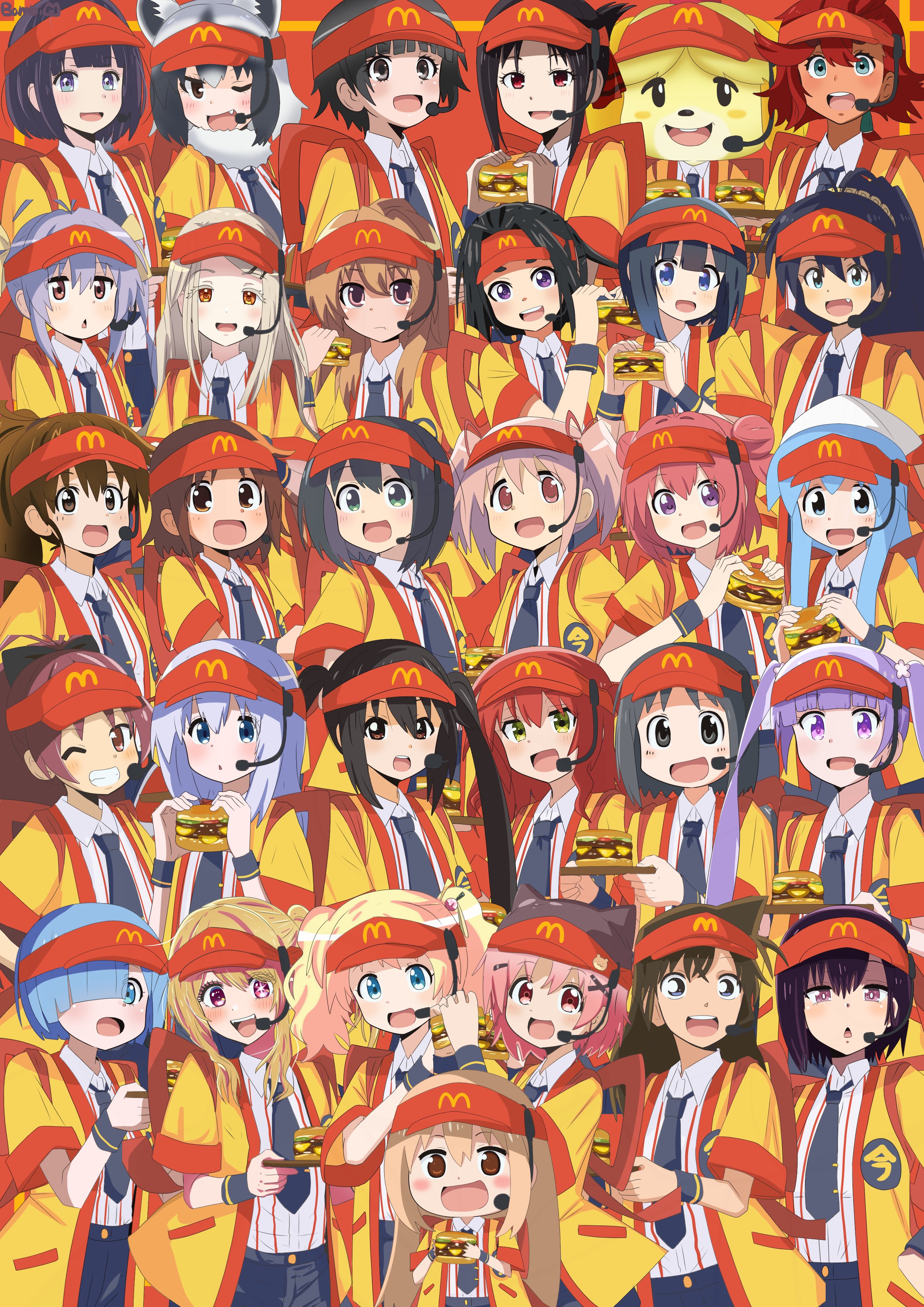 Safebooru - 6+girls :d ;d absurdres aisaka taiga akaza akari animal crossing bambi2000line black ...