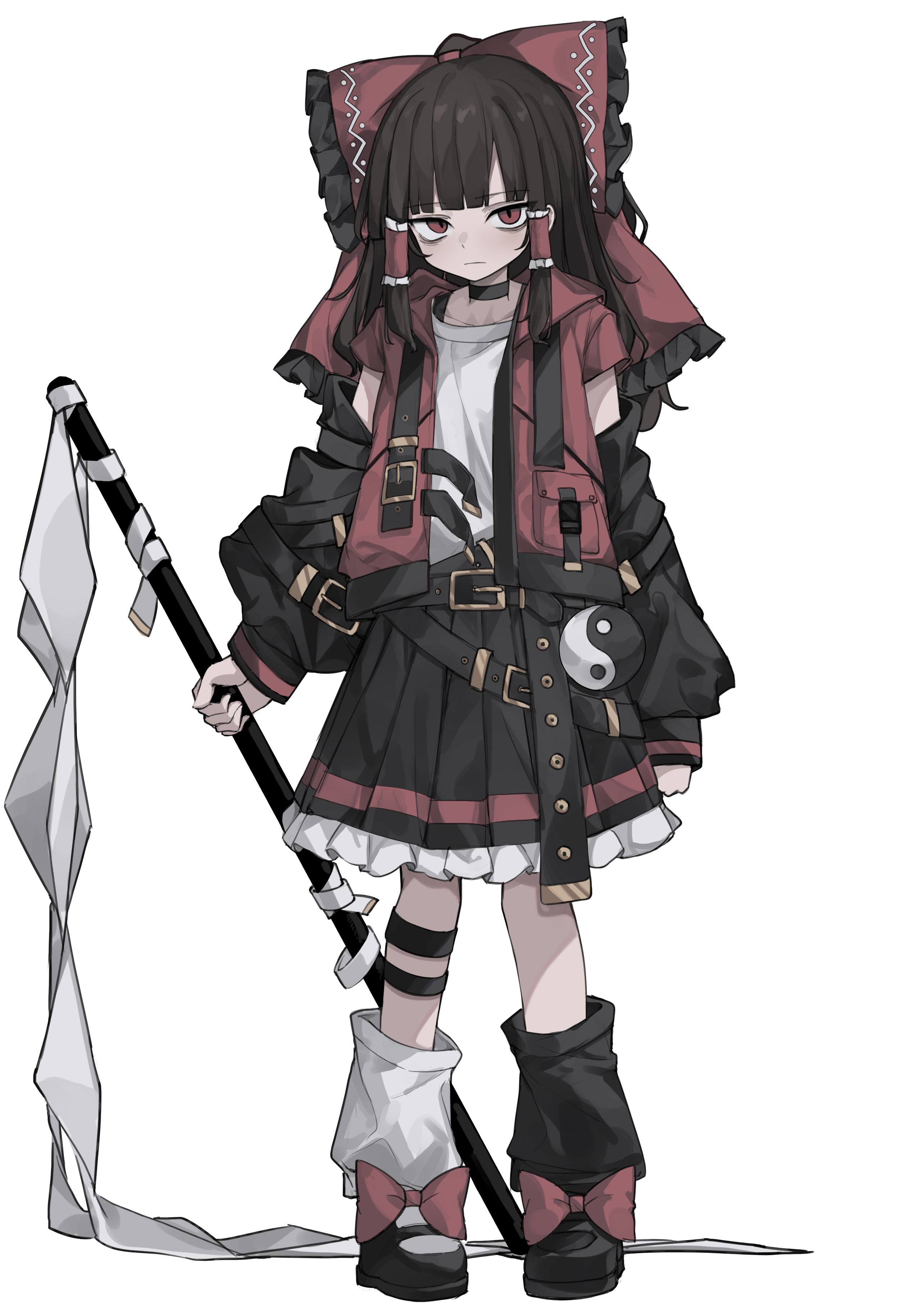 Safebooru - 1girl absurdres alternate costume asymmetrical legwear belt belt buckle black belt ...