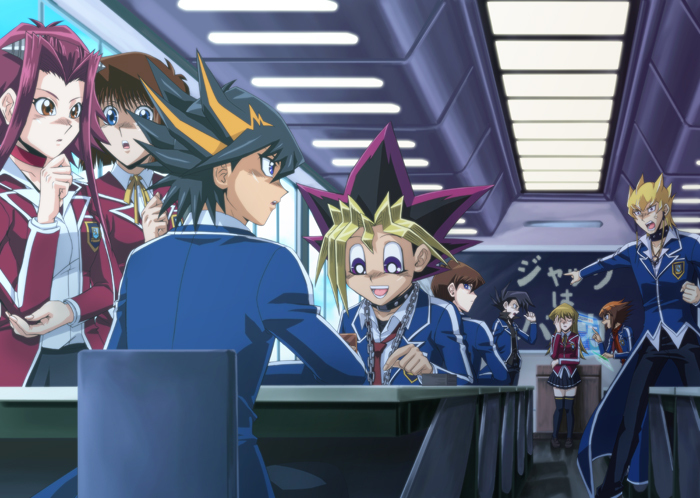 Safebooru - black hair blonde hair blue eyes brown eyes brown hair choker fudou yuusei izayoi ...