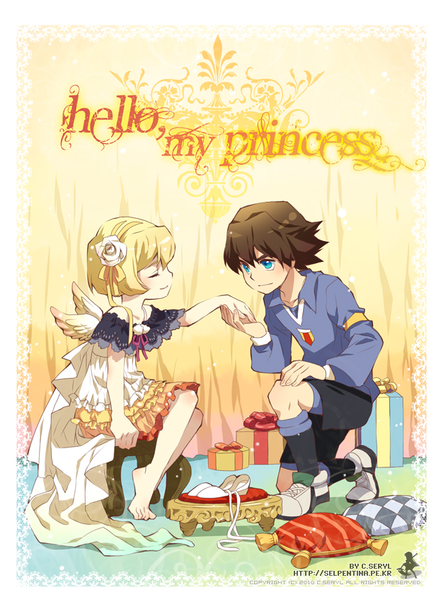 Safebooru - blonde hair blue eyes brown hair c.seryl closed eyes dress ...