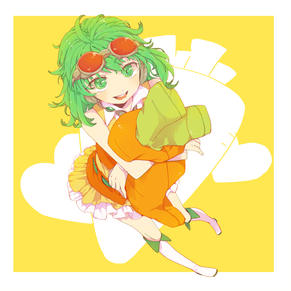 Safebooru - goggles goggles on head green eyes green hair gumi ...