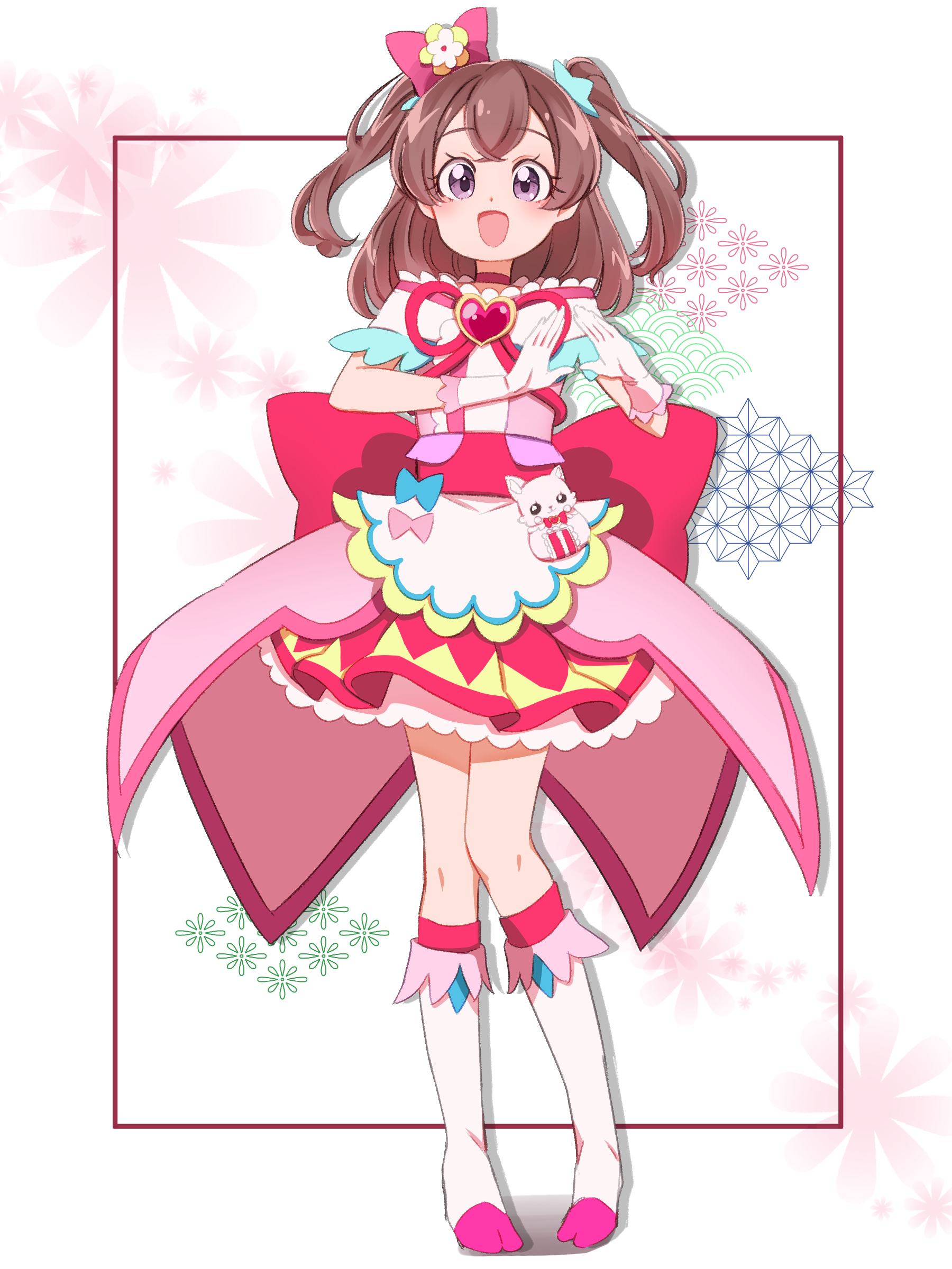 Safebooru - 1girl absurdres apron asa no ha (pattern) back bow black ...