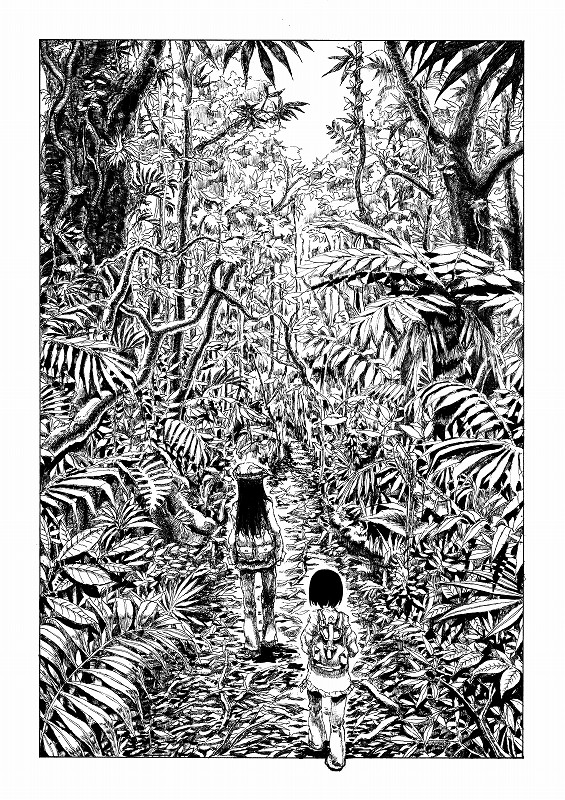 Safebooru - bag forest jungle monochrome nature original shirakaba tree ...
