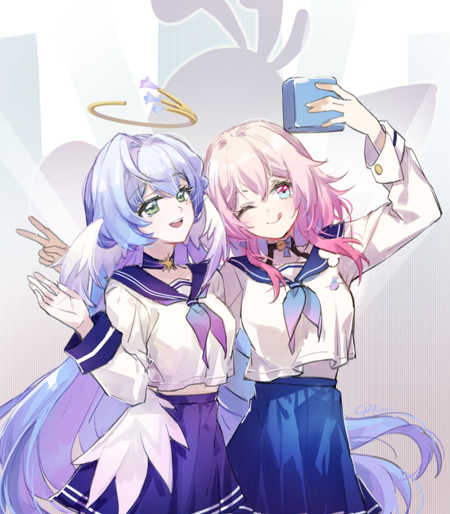 Safebooru - 2girls alternate costume black choker blue eyes blue hair ...