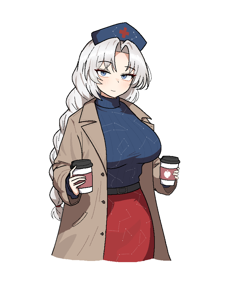 Safebooru - 1girl alternate costume belt black belt blue eyes blue hat blue shirt braid braided ...